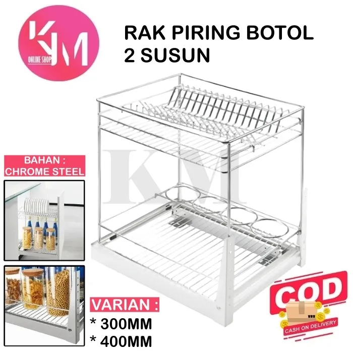Rak Piring Botol Kitchen Set Bawah Tingkat 2 | Lazada Indonesia