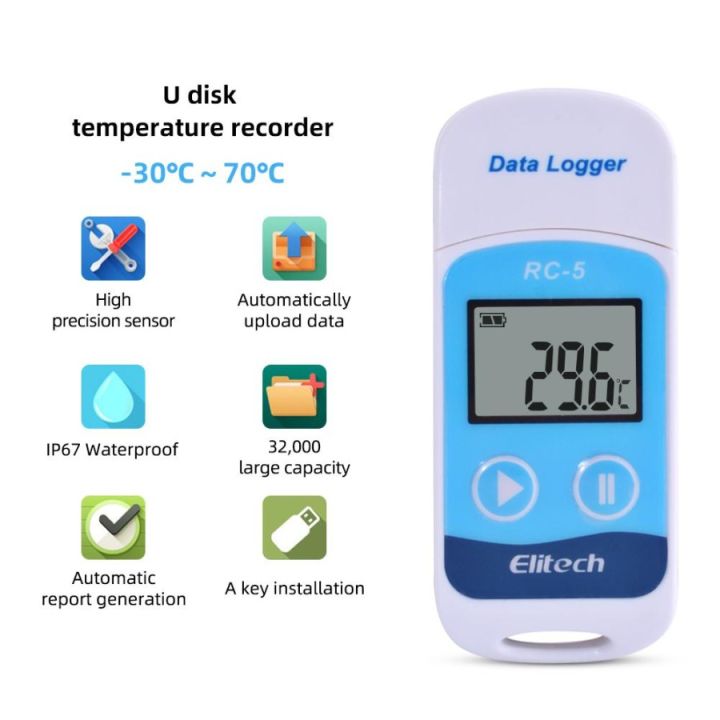 Elitech RC-5 Temperature Data Logger Monitor USB RC5 RC 5 Suhu Loger ...