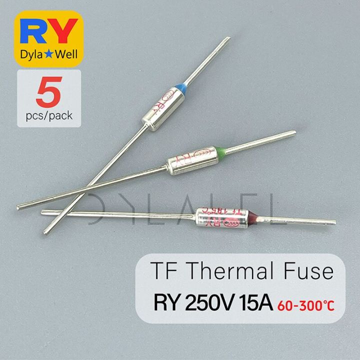 5ชิ้น ฟิวส์ความร้อน RY TF 15A 250V กันความร้อนเกิน 80°C 100°C 121°C 192°C 210°C 216°C 227°C 240 ...