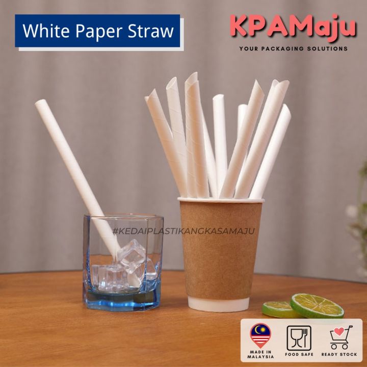 [100pcs] 4PLY White Paper Straw with Sharp End (6mm, 8mm, 12mm ...