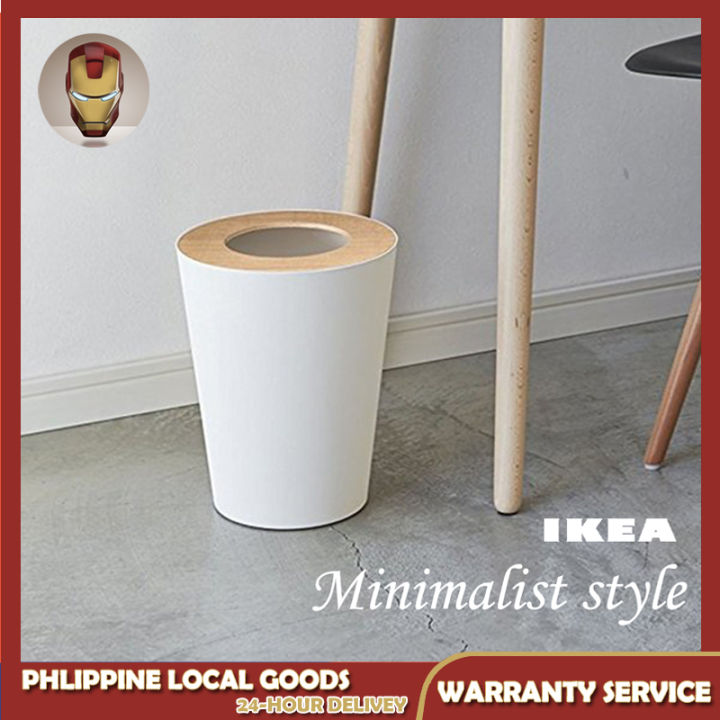 【COD】Trash Bin / Trash Can with Wooden Lid Muji Style Nordic Household ...