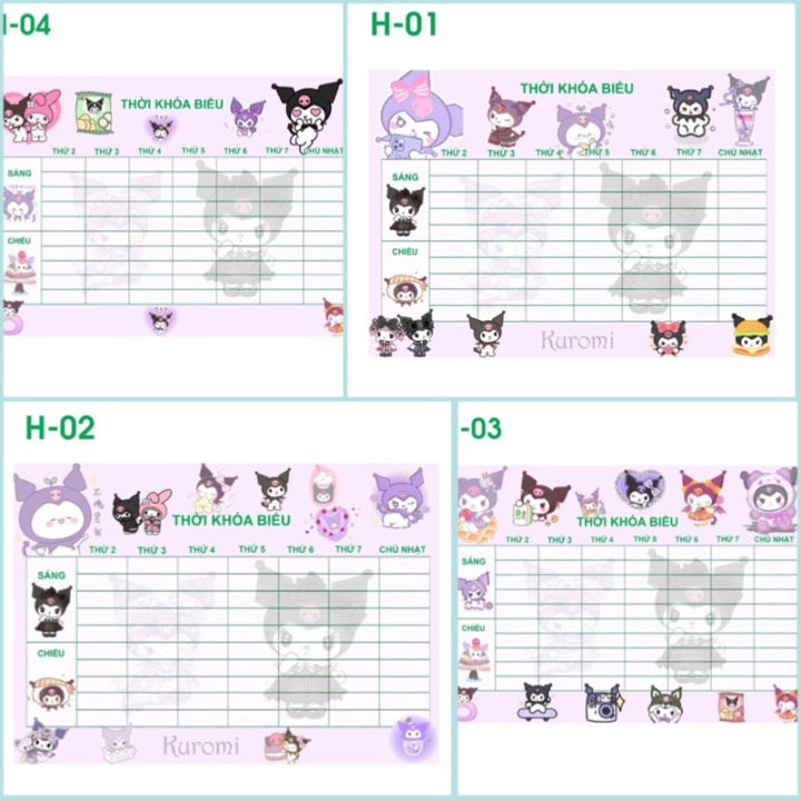 Thời khoá biểu kuromi cute dễ thương 4 tấm khác nhau | Lazada.vn