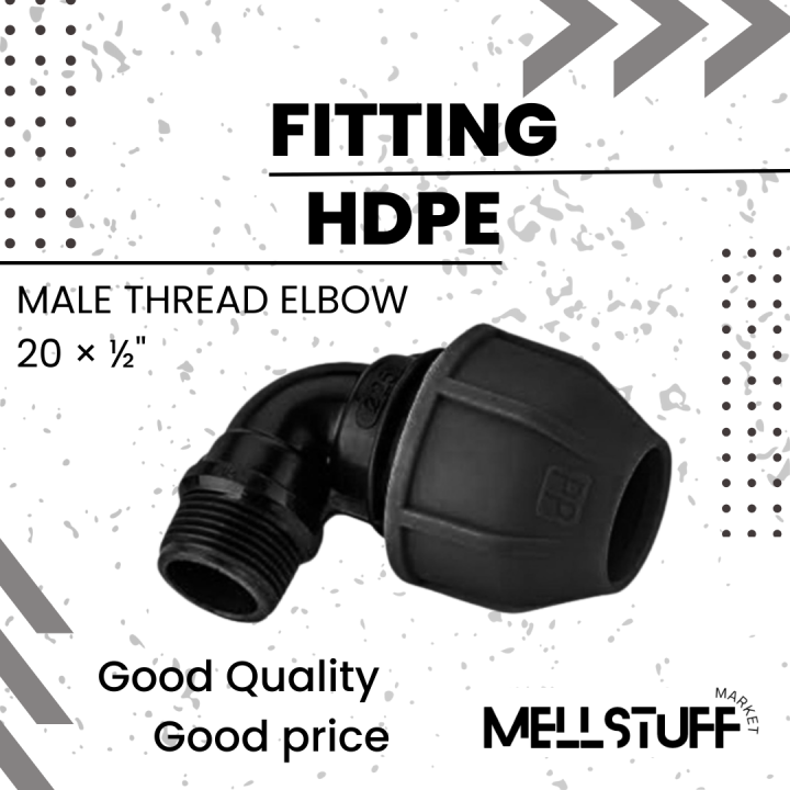 Fitting HDPE Male Thread Elbow Ukuran 20 MM x 1/2" Inch Sambungan Pipa ...