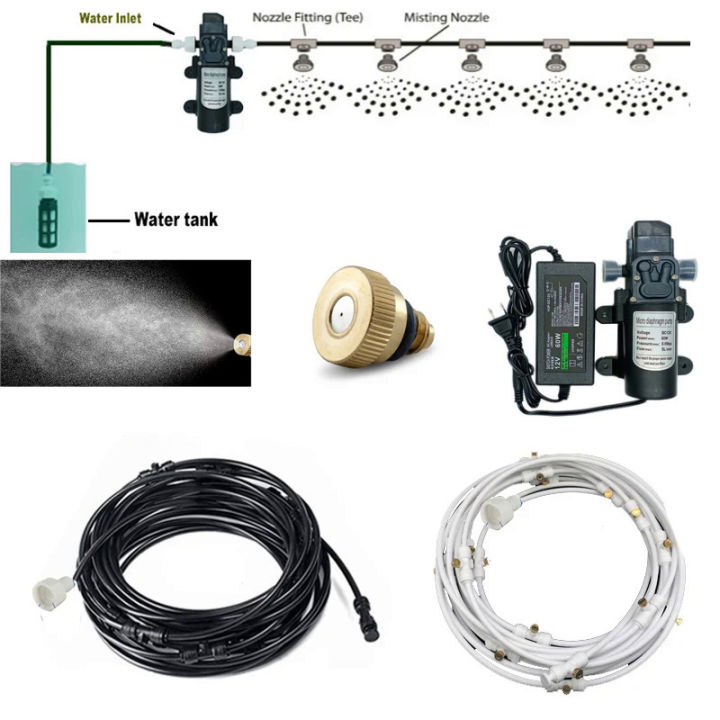 12V Fog Machine Pump Misting Cooling System 6-18M Garden Irrigation ...