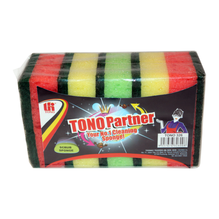 Tono Partner 5 Piece Non-Scratch Cleaning Scrub Sponge Heavy Duty ...