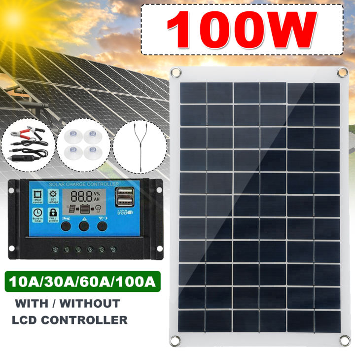 【beli 1 dapatkan diskon 4%】Kit Panel Surya Portabel 100W Kit Pengisi ...