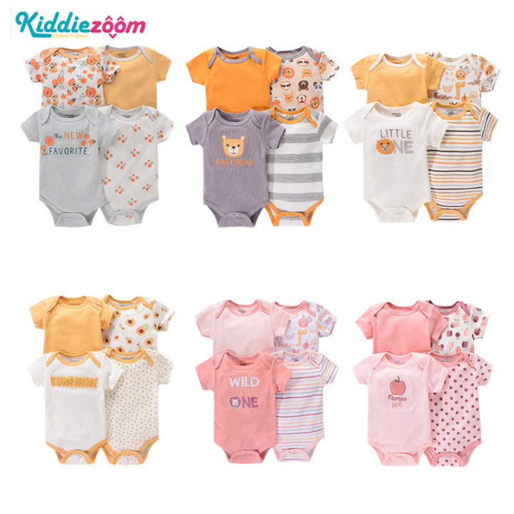 Newborn Baby New Clothes Set 4-Piece Summer Short Sleeve Jumpsuit 100 ...