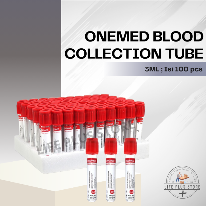 Tabung Darah Vaculab Plain 3ML OneMed Blood Collection Tube Merah ...