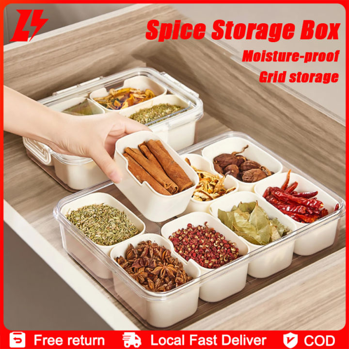 8 Grids Meal Prep Seasoning Container Snack Tray Compartment Food ...