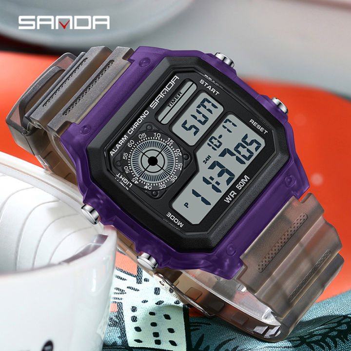 Sanda Popular Unisex Transparent Leisure Sports Watch Cool Waterproof ...
