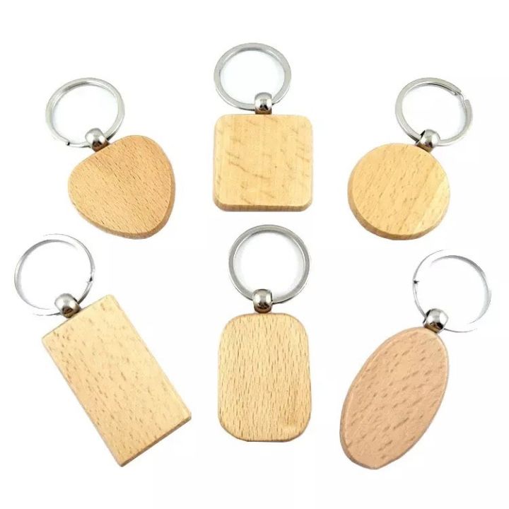 1pc Wooden Keychain - Plain Round, Square, Rectangle, Oblong (No ...