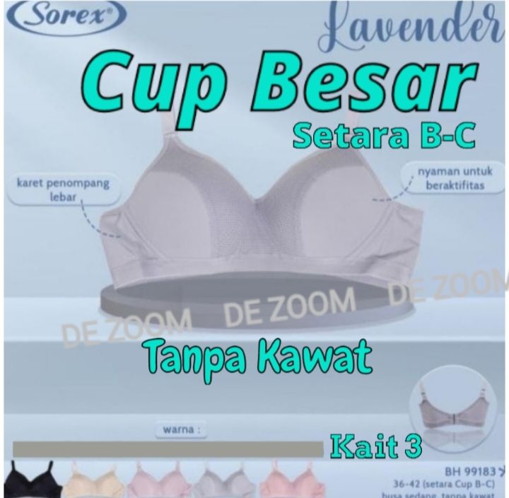 Bh Sorex 99183 Cup B tanpa kawat busa tipis kait 3 bahan halus nyaman ...