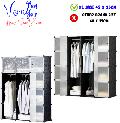 Von Bonjour DIY Magic Wardrobe XL Size 8 cubes, 12 cubes, 15 cubes, 16 ...