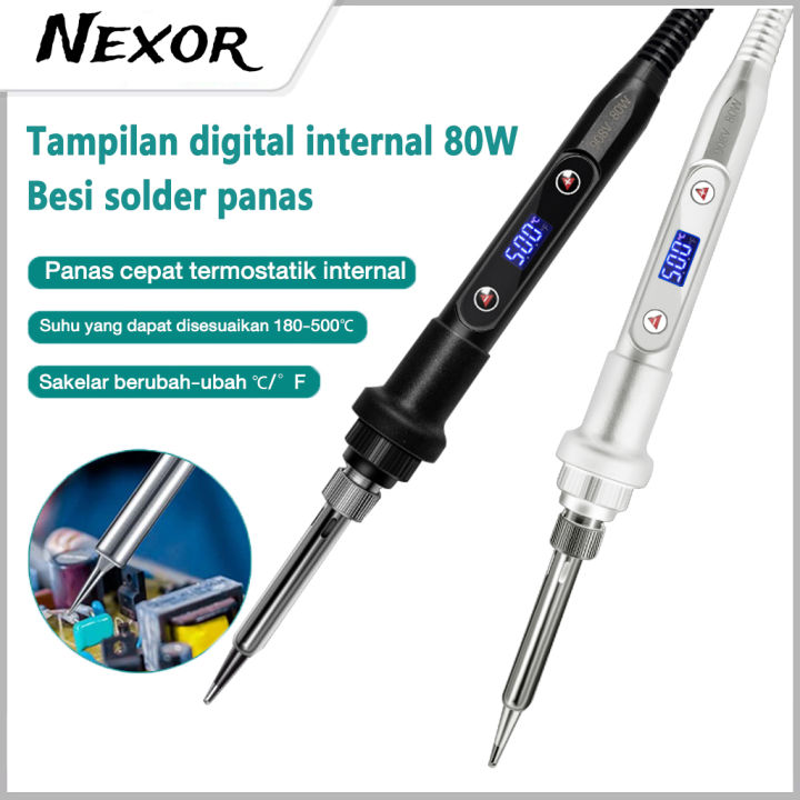 Nexor Solder Listrik 80 Watt Adjustable Temperature Digital Solder Cepat Panas Digital LCD ...