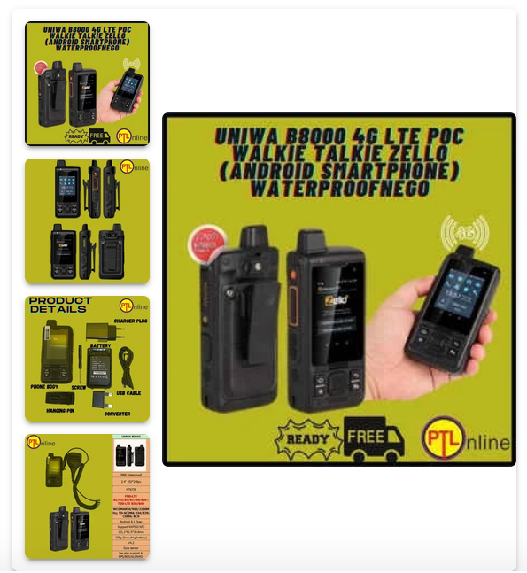 UNIWA B8000 4G LTE POC WALKIE TALKIE ZELLO(Android Smartphone)WaterproofNEG | Lazada