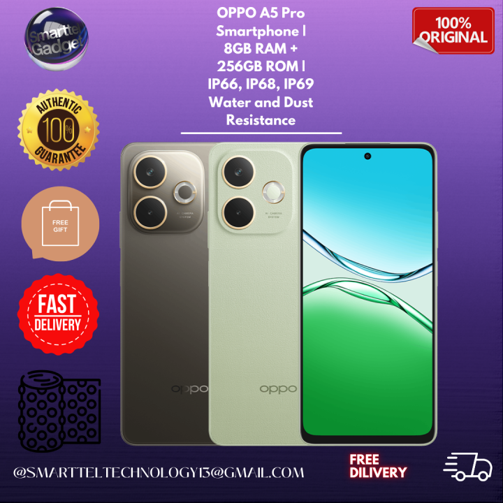 OPPO A5 Pro Smartphone | 8GB RAM + 256GB ROM | IP66, IP68, IP69 Water and Dust Resistance | Lazada