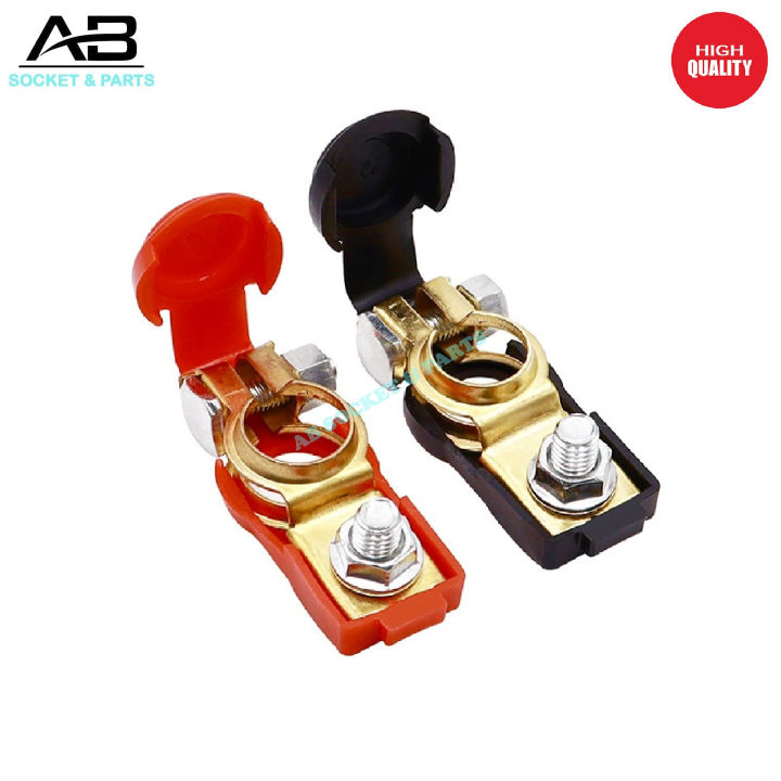 Copper Car Battery Positive & Negative Terminals Clamp Clips Big Head ...