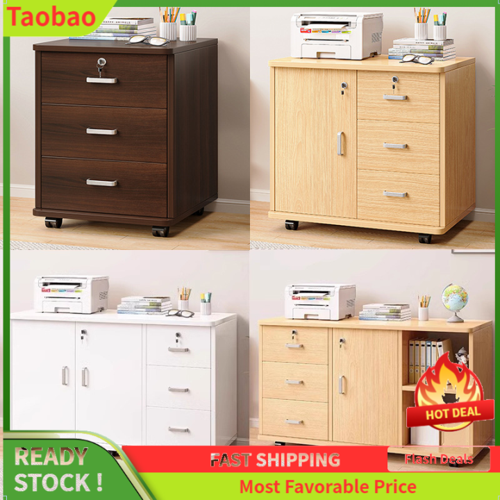 File Cabinet Office Wooden Lockable Data Storage Cabinet Under The Desk ...