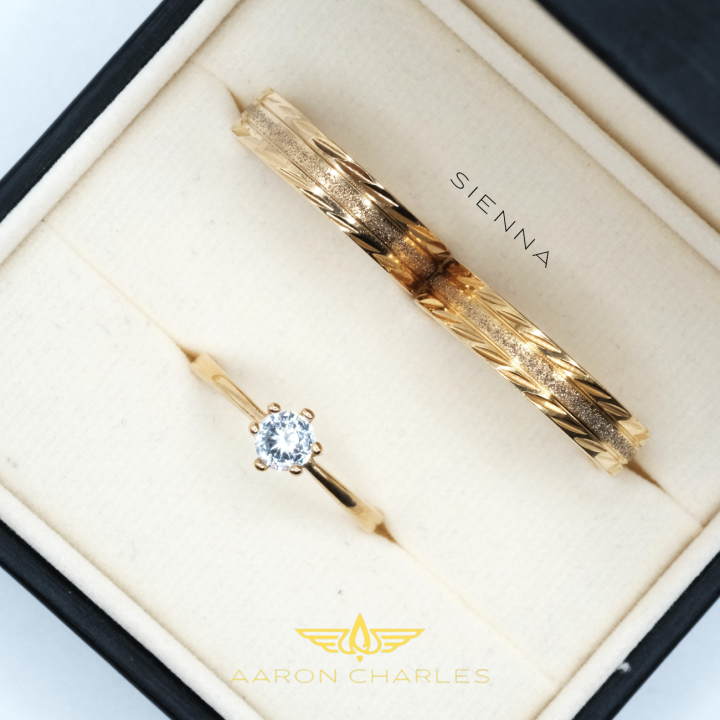 [AC] 3 in 1- Free Engraved Name Wedding Rings with Free Engagement Ring Set - Sienna | Lazada PH