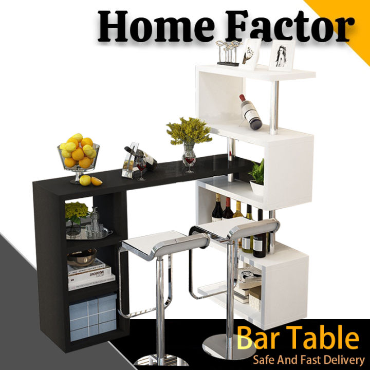 HOME FACTOR Bar table White+Black rotating bar table dining table ...