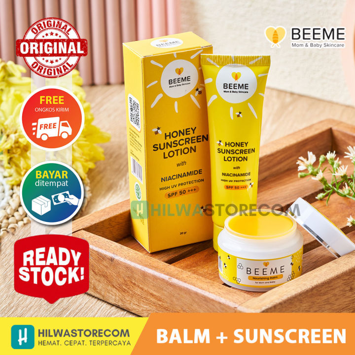 PAKET HEMAT BEEME NOURISHING BALM + HONEY WHITENING SUNSCREEN SPF 50 ...