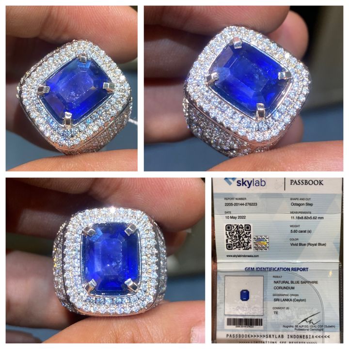 Natural 5.60ct Batu Blue Sapphire Srilanka Ceylon Vivid Royal Blue ...