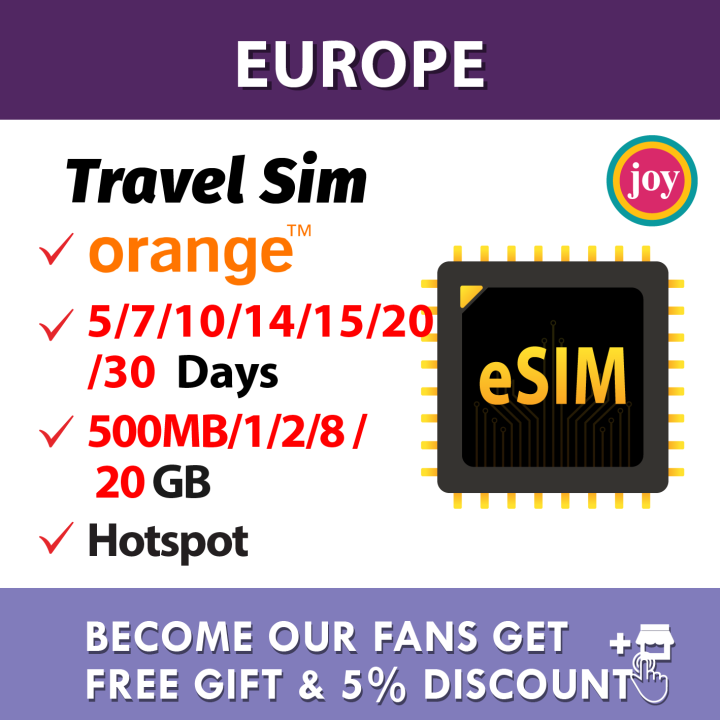 eSIM EUROPE Travel Prepaid Sim Card UNLIMITED GB 欧洲上网卡 | Lazada