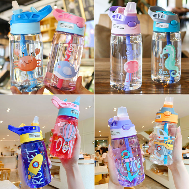 Water Bottle For Kids Water Tumbler with Straw BPA Free Drinking Bottle Cute Cartoon Portable ...