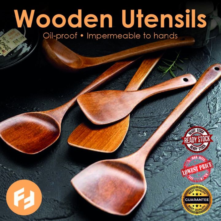 [PREMIUM] Wooden Kitchen Utensil Set Kitchen Accessories Kitchenware ...