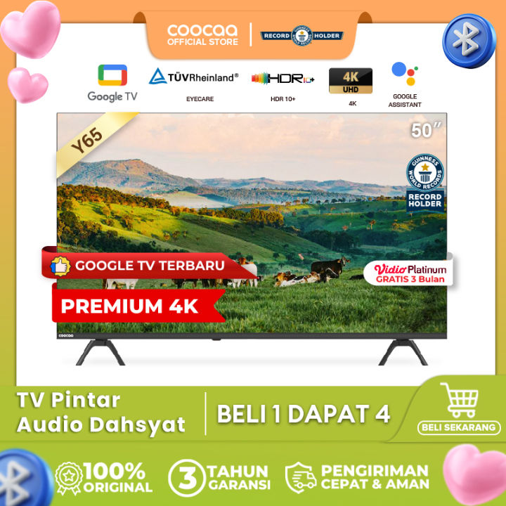 NEW COOCAA 50 inch GOOGLE TV-4K UHD-Dolby Audio (COOCAA 50Y65) | Lazada Indonesia
