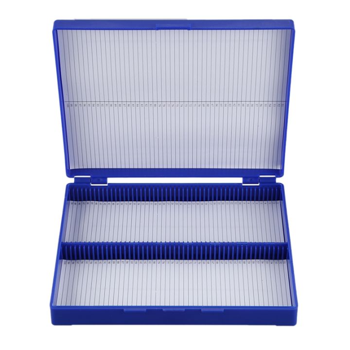 Royal Blue Plastic Rectangle Hold 100 Microslide Slide Microscope Box ...