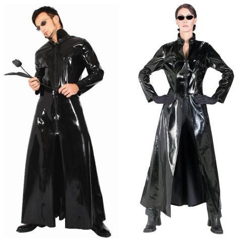 Matrix cosplay Clothing cloak PVC Patent Leather Long Trench Coat Men ...