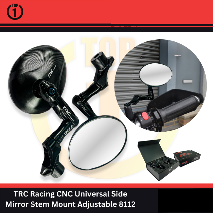 Top1 Racing TRC CNC Universal Round Side Mirror Stem Mount Adjustable ...
