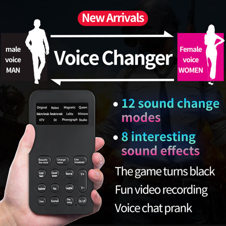 Voice Changer Microphone Mini Sound Card 12 Sound Change Modes for mobile phone and computer ...