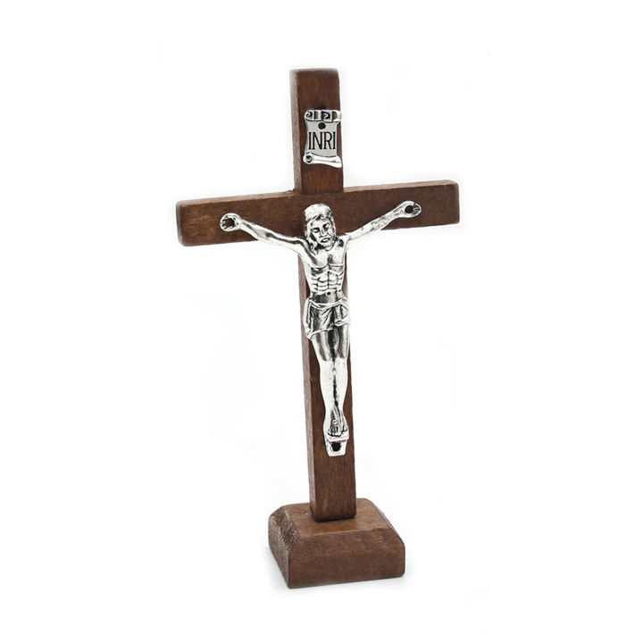 Table Wooden Catholic Jesus for Cross with Stand Vintage Religious ...