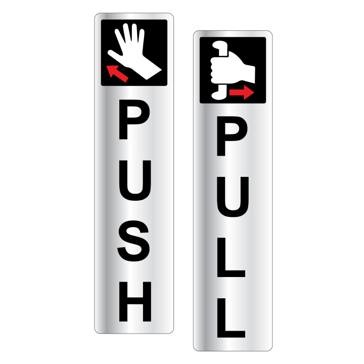 PUSH / PULL SIGN STICKER, (SILVER BRUSHED STICKER) 2'S 48X194MM | Lazada