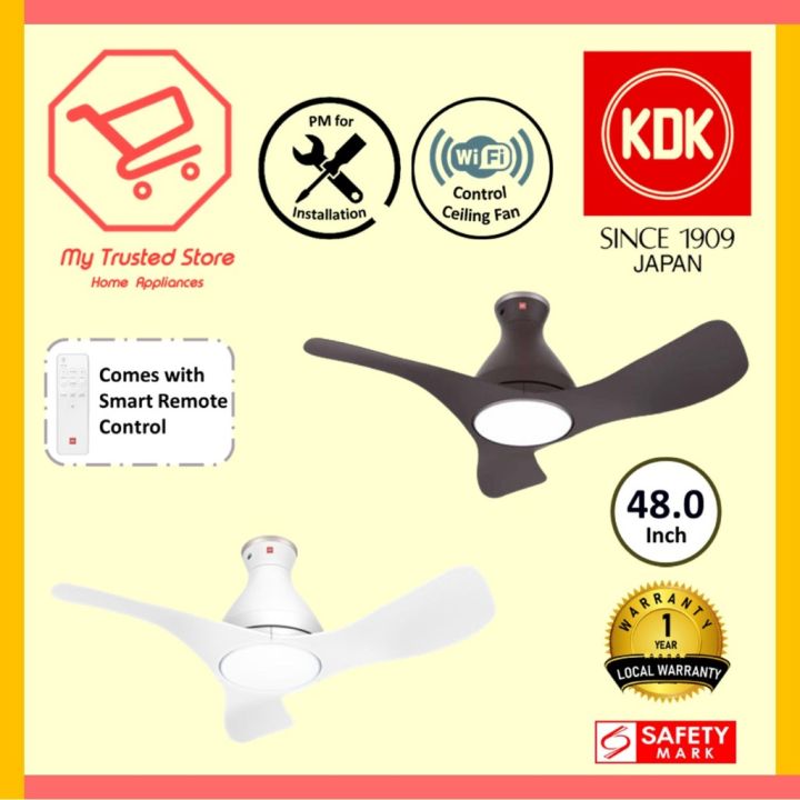 KDK E48GP (120cm) Wi-Fi and Apps Control DC LED Light Ceiling Fan ...
