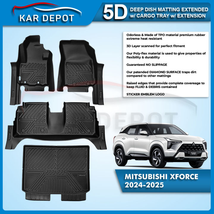 MITSUBISHI XFORCE 2024-2025 5D Deep Dish Matting + 5D Cargo Tray / Deep ...
