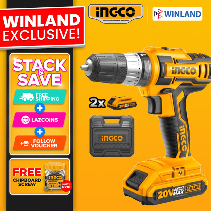 Ingco by Winland 20V Lithium-Ion Cordless Impact Drill P20S POWERSHARE ...