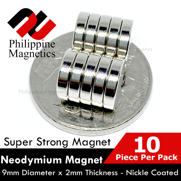 10 Pieces 9mm Diameter x 2mm Height Neodymium Magnet Super Strong Rare ...