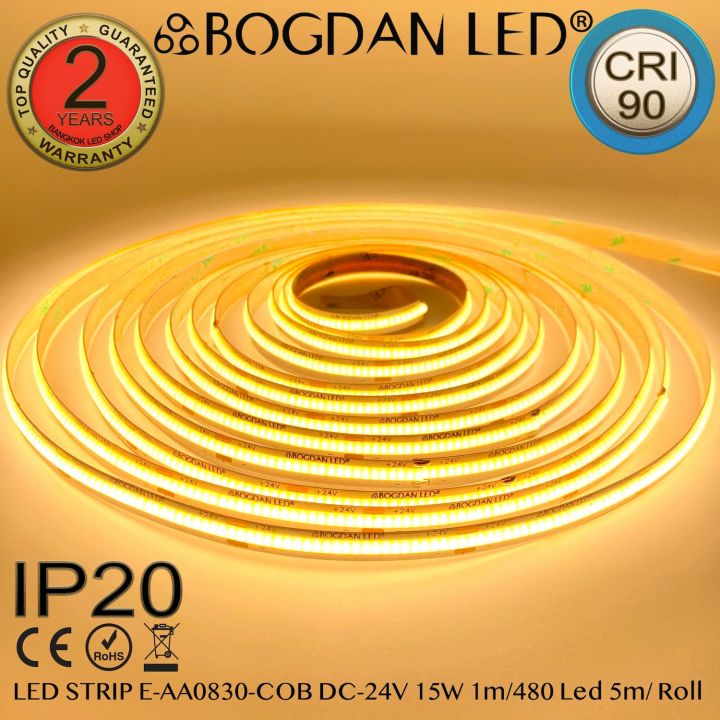 LED STRIP, E-AA0830-COB-3000K DC-24V IP20 480ดวง/1เมตร 15W/1เมตร BOGDAN ...
