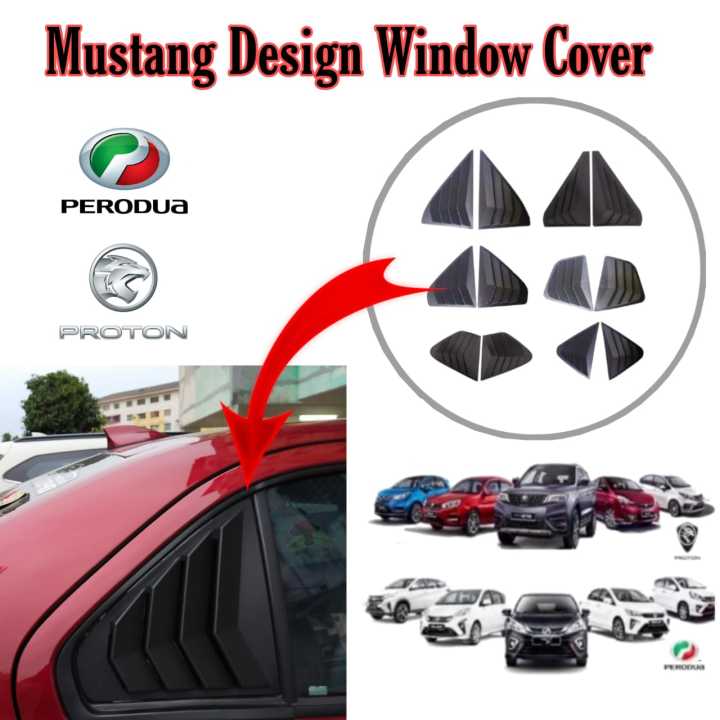 Black Rear Side Louver Cover Shark Gill Slits Window Triangle Mirror ...