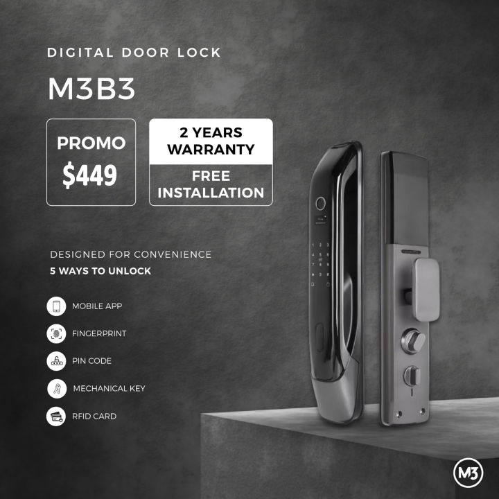 M3B3 DIGITAL DOOR LOCK (FREE INSTALLATION) | Lazada Singapore