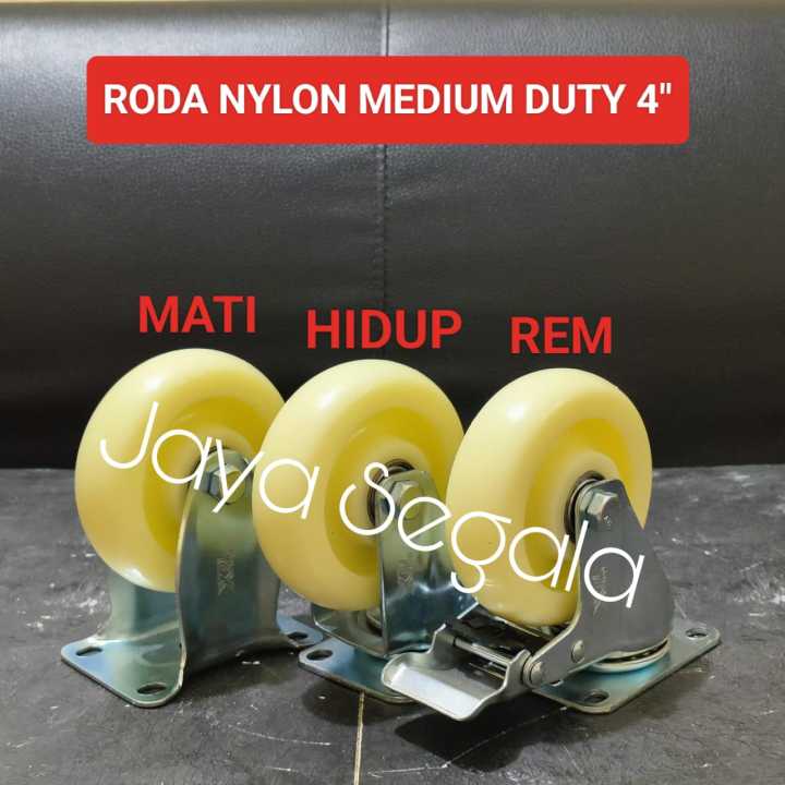 Roda troli Nylon 4 inch Medium Duty Mati Hidup Rem Caster Kastor 4" | Lazada Indonesia