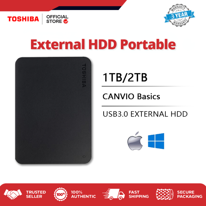 Toshiba Canvio Basics (new) External Hard Disk 1TB 2TB Portable USB 3.0 External HDD 3 Years ...