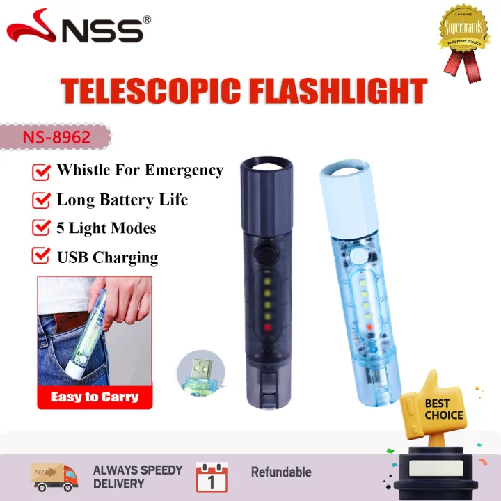 NSS Emergency Flashlight USB Charging Telescopic Portable Multi ...
