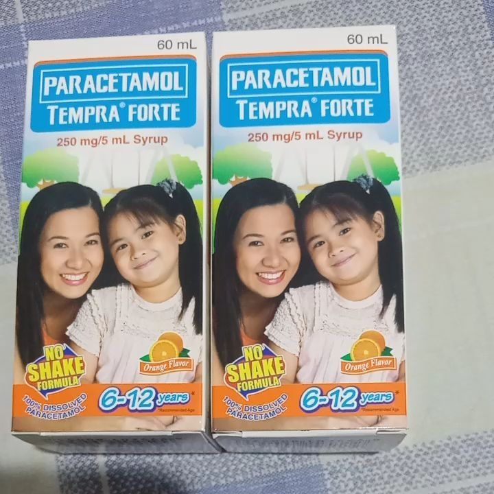 Tempra forte (BUNDLE OF 2) 6- 12years old Orange Flavor 250 mg / 5 ml ...