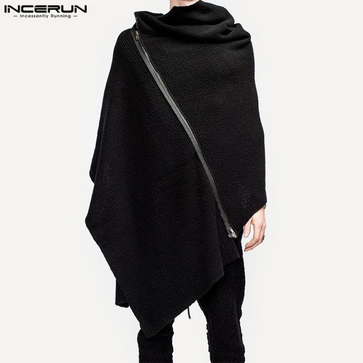 INCERUN Mens Gothic Punk Cloak Cape Hippy Loose Coat Steampunk Long ...
