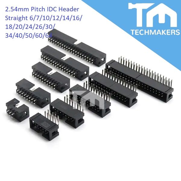 2.54mm IDC Plug Header Male Connector PCB Mount Connector Straight 6/8 ...
