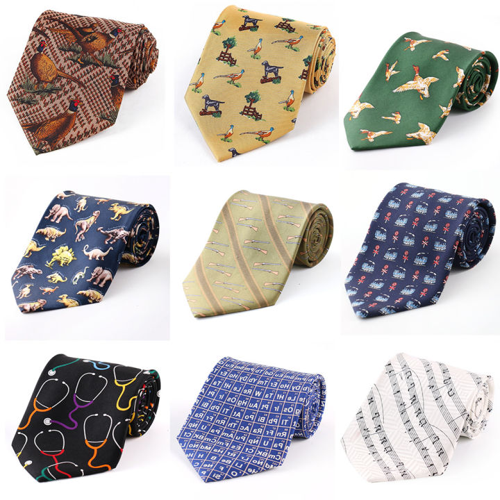 Silk animal pattern printed tie 10cm widened pure silk business casual ...